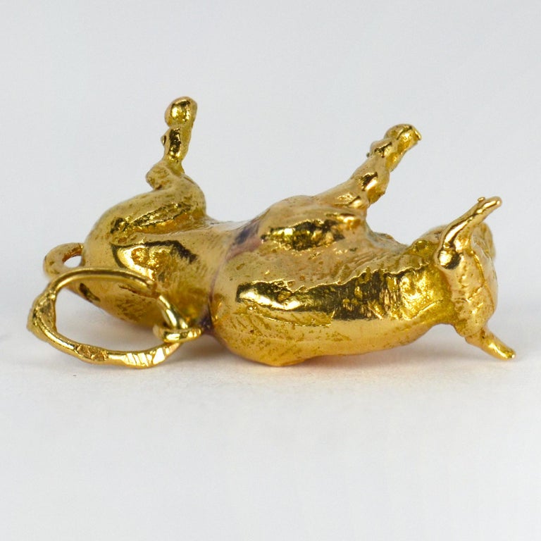 18 Karat Yellow Gold Bull Charm Pendant at 1stDibs