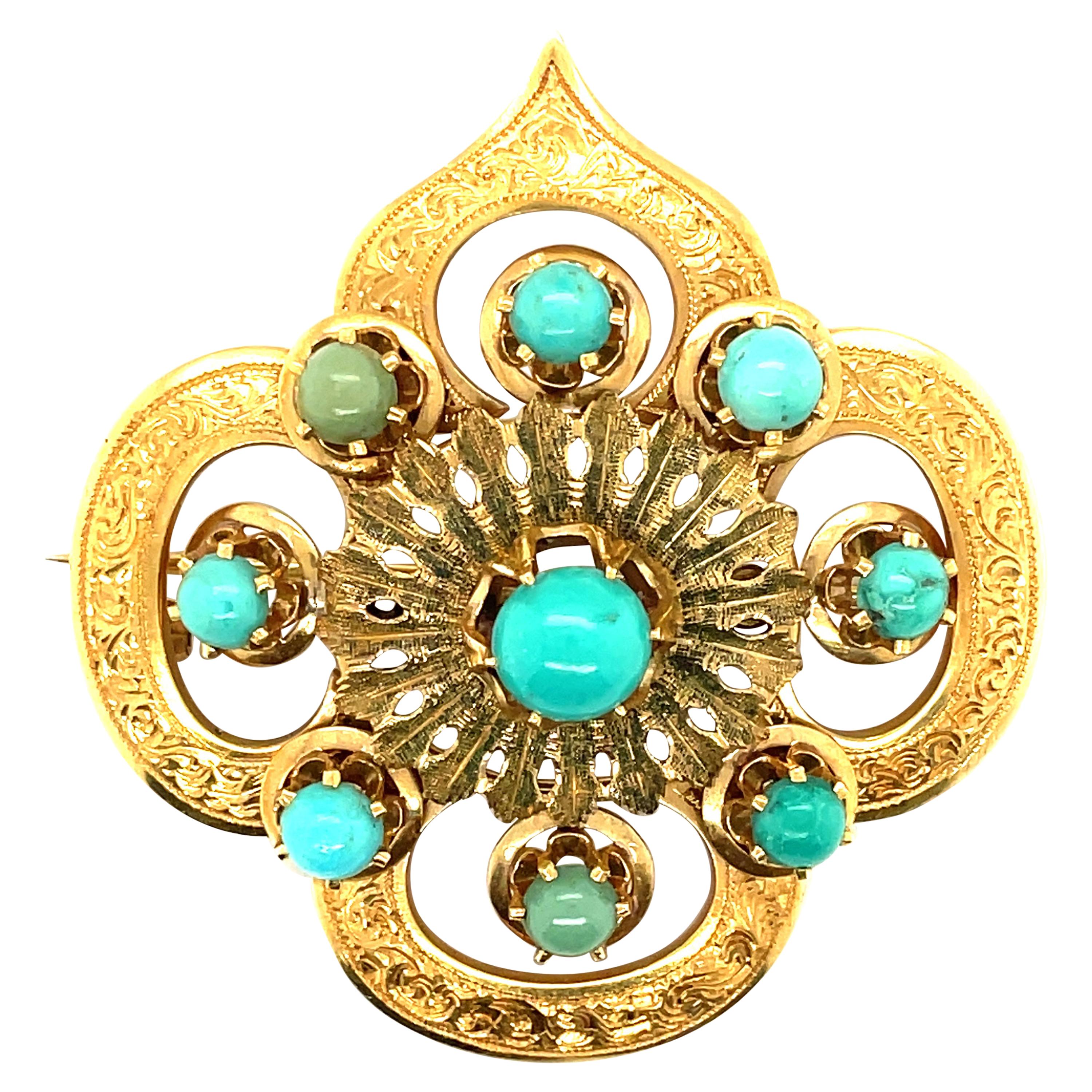 Turquoise Brooch For Sale at 1stDibs