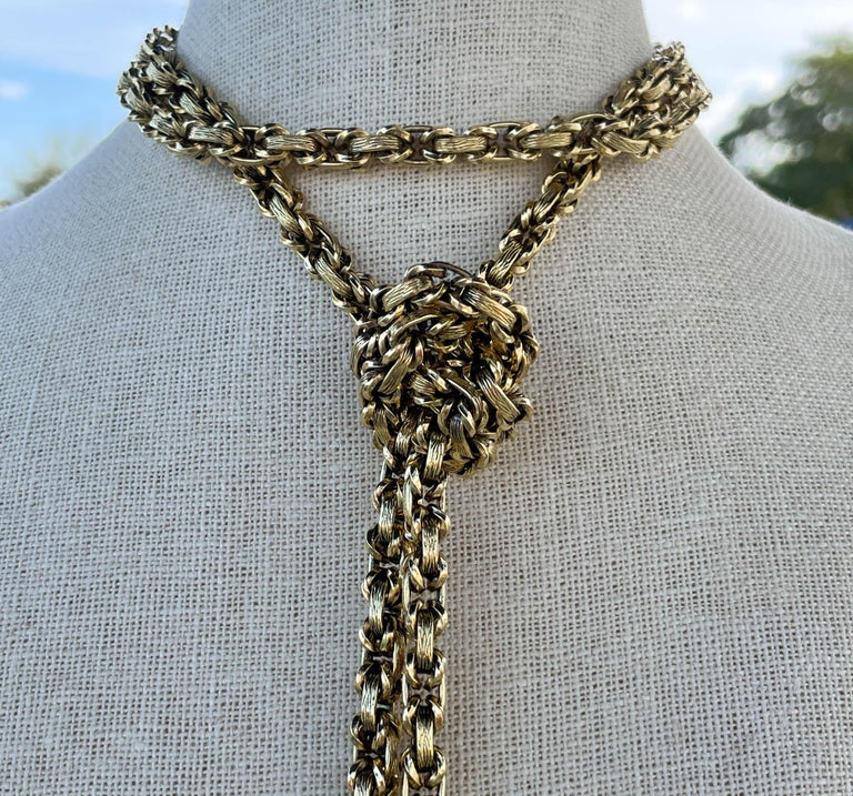 18k Yellow Gold Cartier Germany Heavy Rope Lariat Necklace For Sale at ...