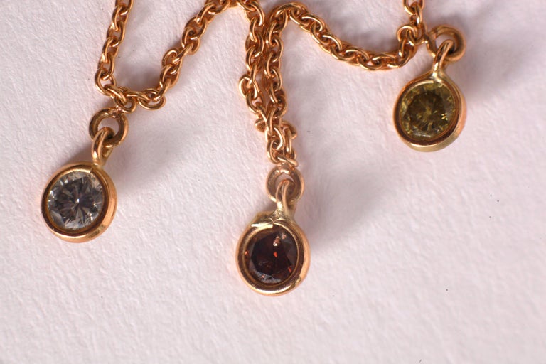 18K yellow gold chain set with Eleven Fancy Diamonds 1,31 carat For ...