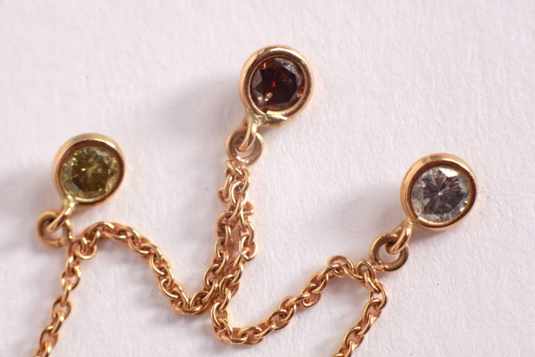 18K yellow gold chain set with Eleven Fancy Diamonds 1,31 carat For ...