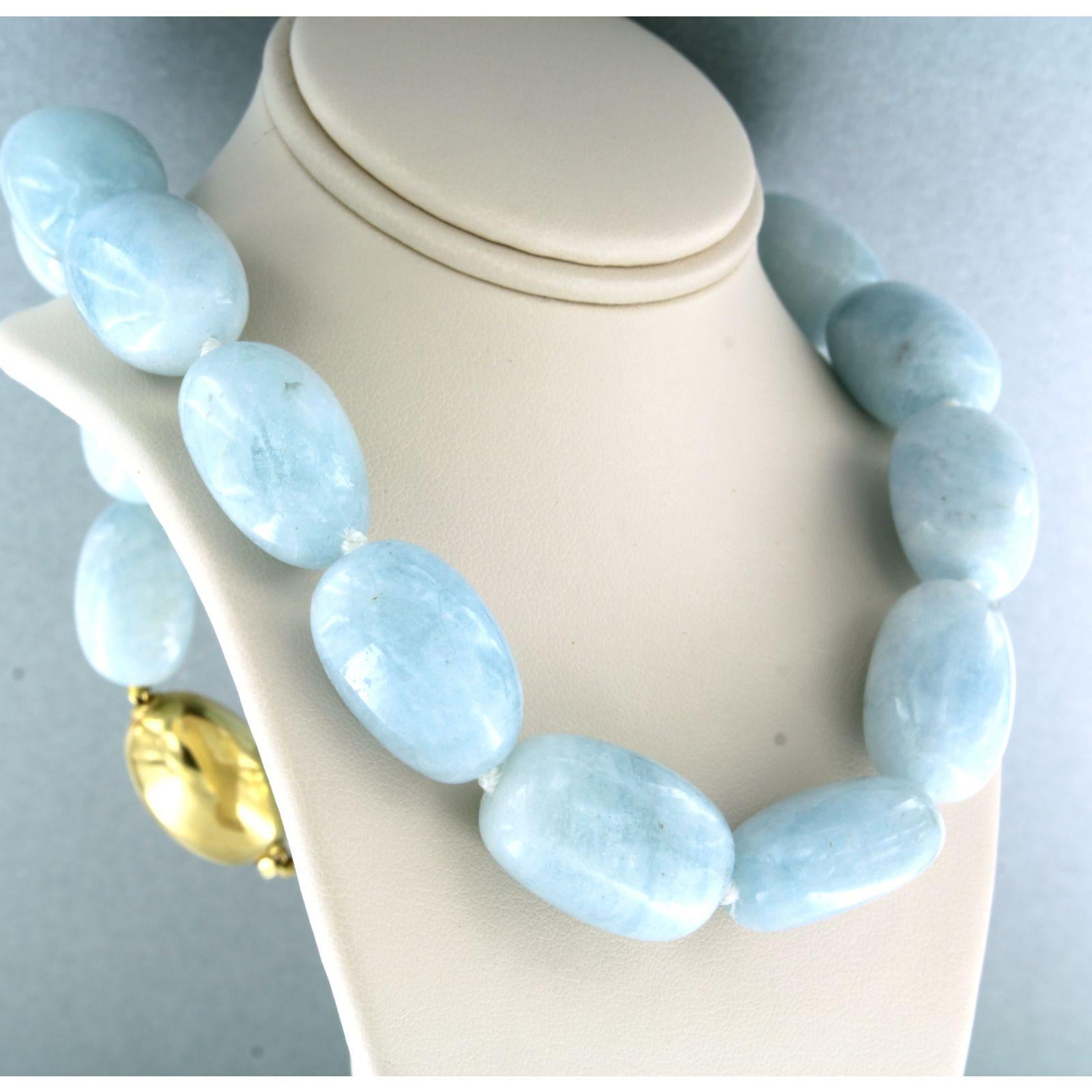 18k yellow gold clasp on an amazonite bead necklace For Sale at 1stDibs