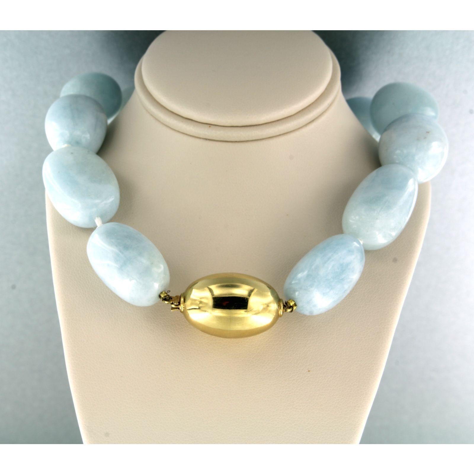 18k yellow gold clasp on an amazonite bead necklace For Sale at 1stDibs