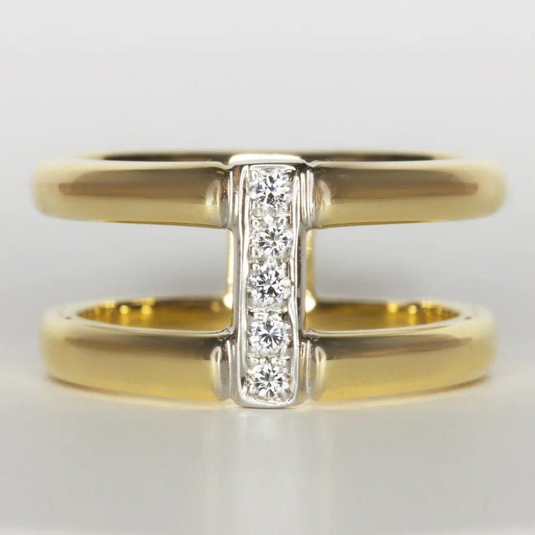 Customizable 18k Yellow Gold Cocktail Ring with Wide Geometric Band For ...