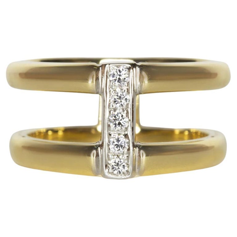 Customizable 18k Yellow Gold Cocktail Ring with Wide Geometric Band For ...