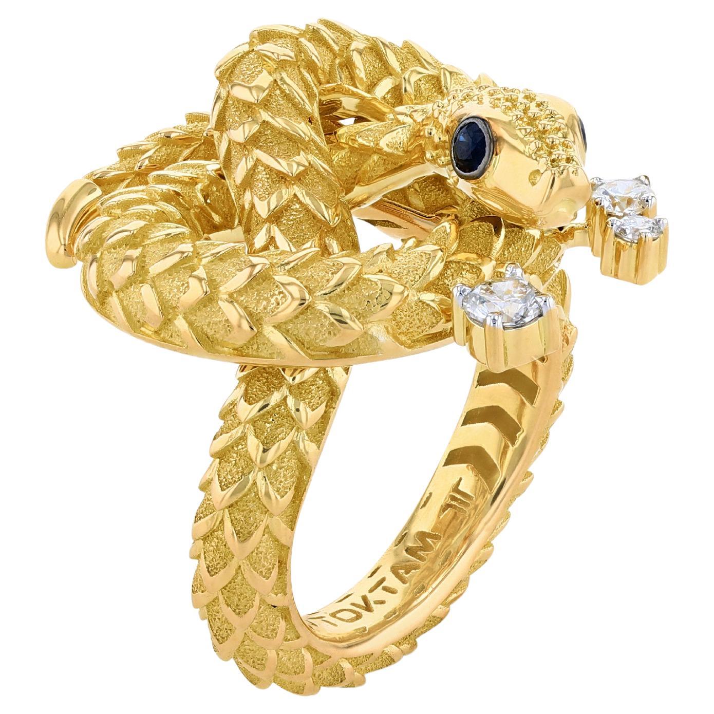 Customizable Impressive Blue Sapphire Diamond Yellow Gold Ring For Sale ...