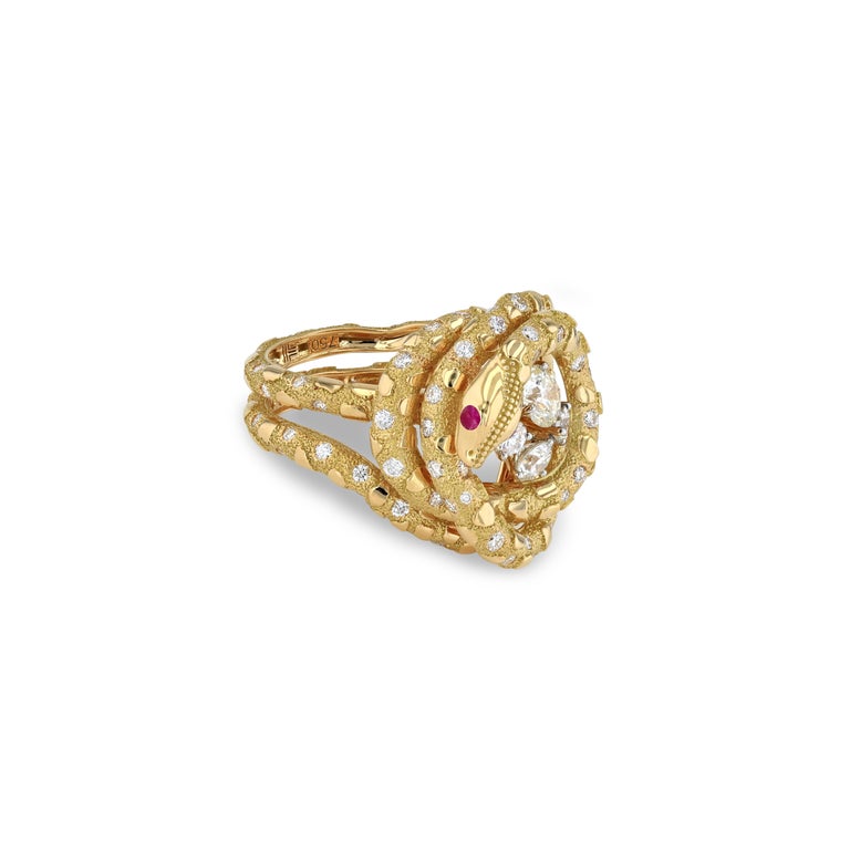 Customizable TOKTAM 18k Yellow Gold Contemporary Ophidian Style Diamond ...