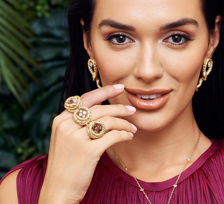 Customizable TOKTAM 18k Yellow Gold Contemporary Ophidian Style Diamond ...