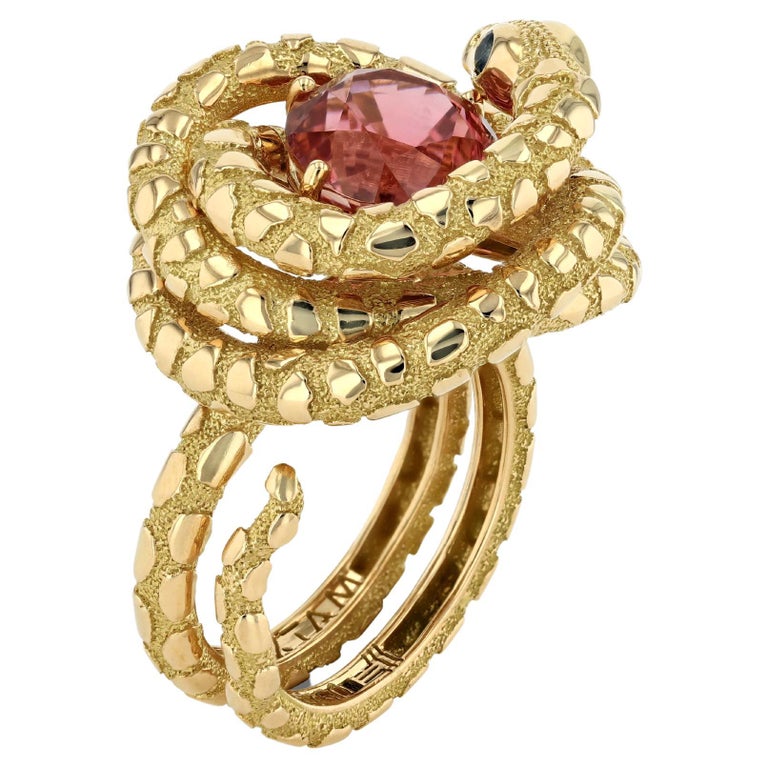 Customizable TOKTAM 18k Yellow Gold Contemporary Ophidian Style Pink ...