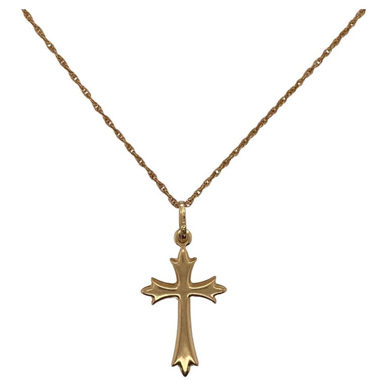 18K Yellow Gold Cross Pendant Necklace at 1stDibs