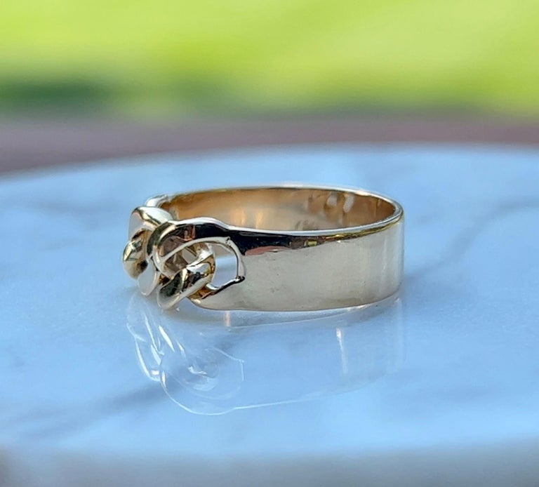 18K Yellow Gold Cuban Link U-Shaped Ring For Sale at 1stDibs