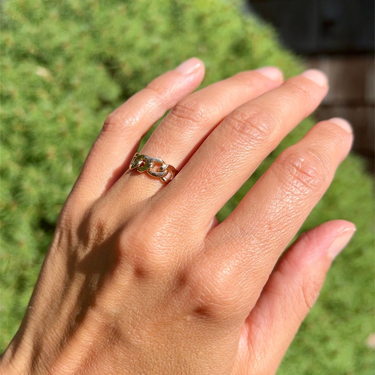 18K Yellow Gold Cuban Link U-Shaped Ring For Sale at 1stDibs