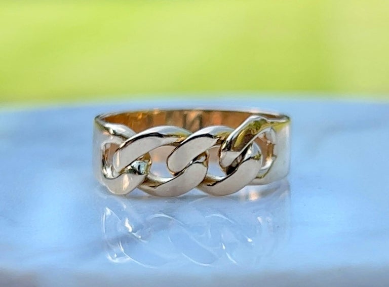 18K Yellow Gold Cuban Link U-Shaped Ring For Sale at 1stDibs