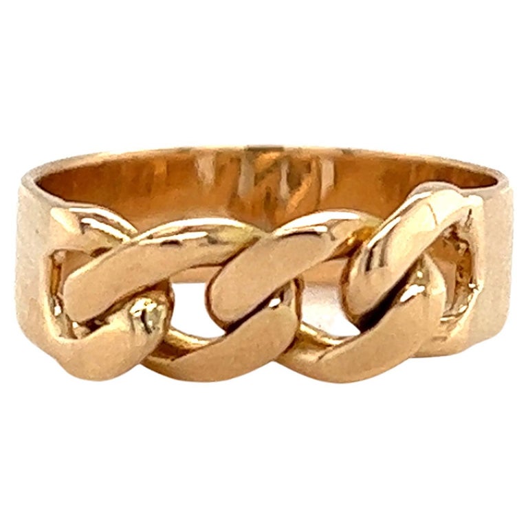 18K Yellow Gold Cuban Link U-Shaped Ring For Sale at 1stDibs