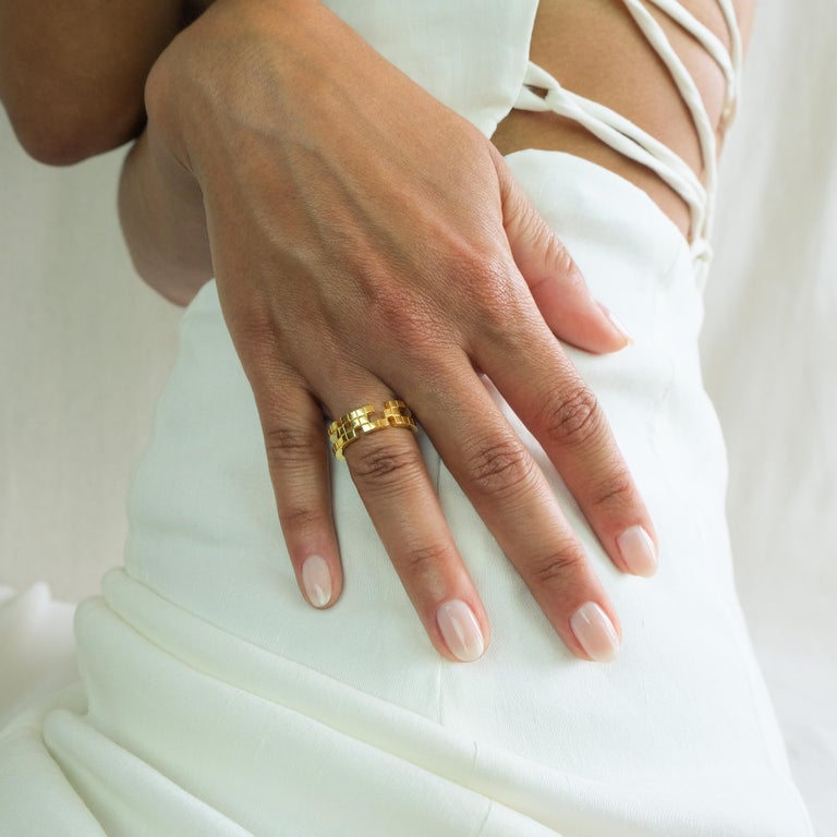 Customizable 18k Yellow Gold Cubism Tetris Puzzles Kiki Ring For Sale ...