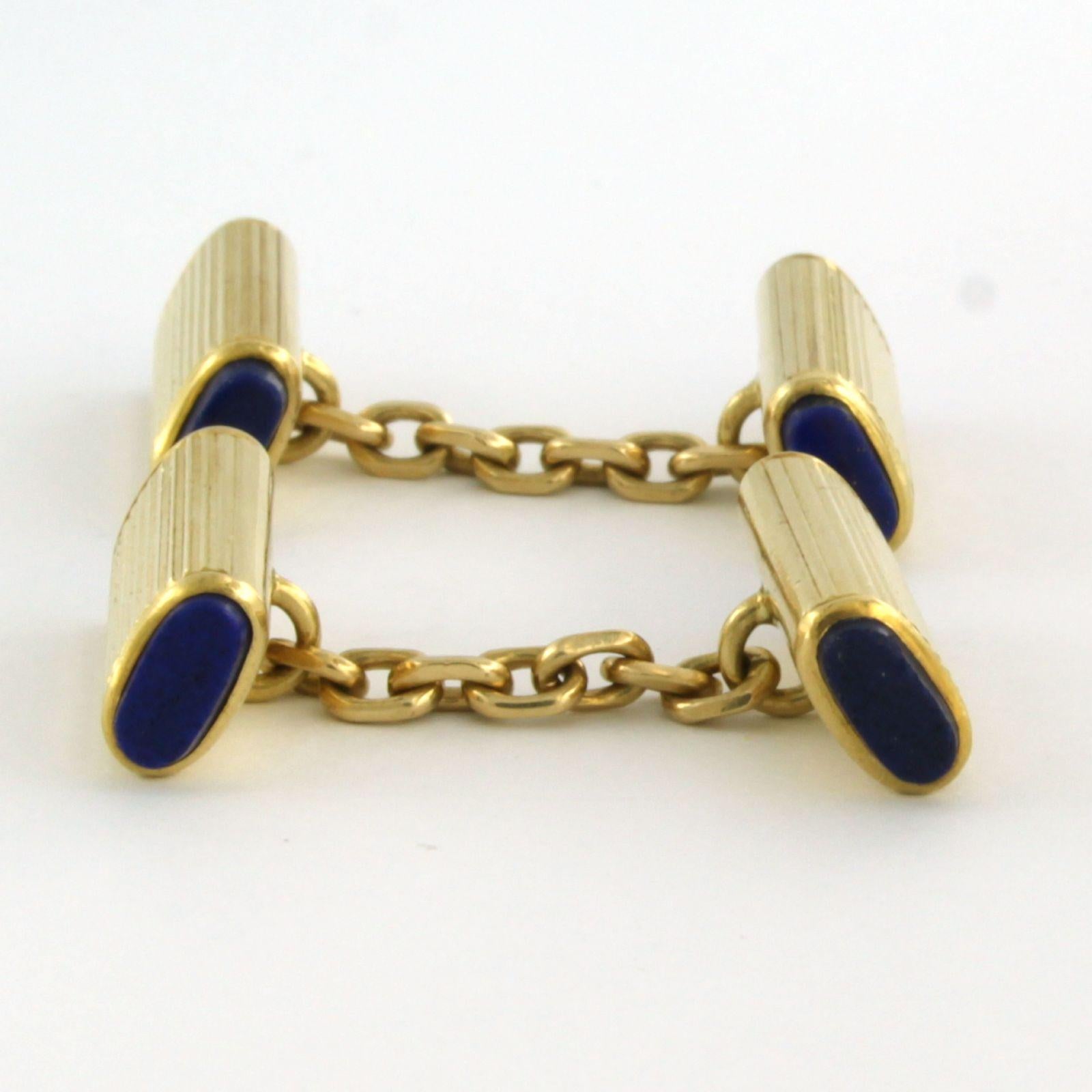 18k yellow gold cufflinks set with lapis lazuli, signed by WEMPE For ...
