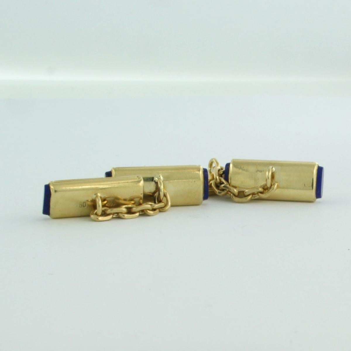 18k yellow gold cufflinks set with lapis lazuli, signed by WEMPE For ...