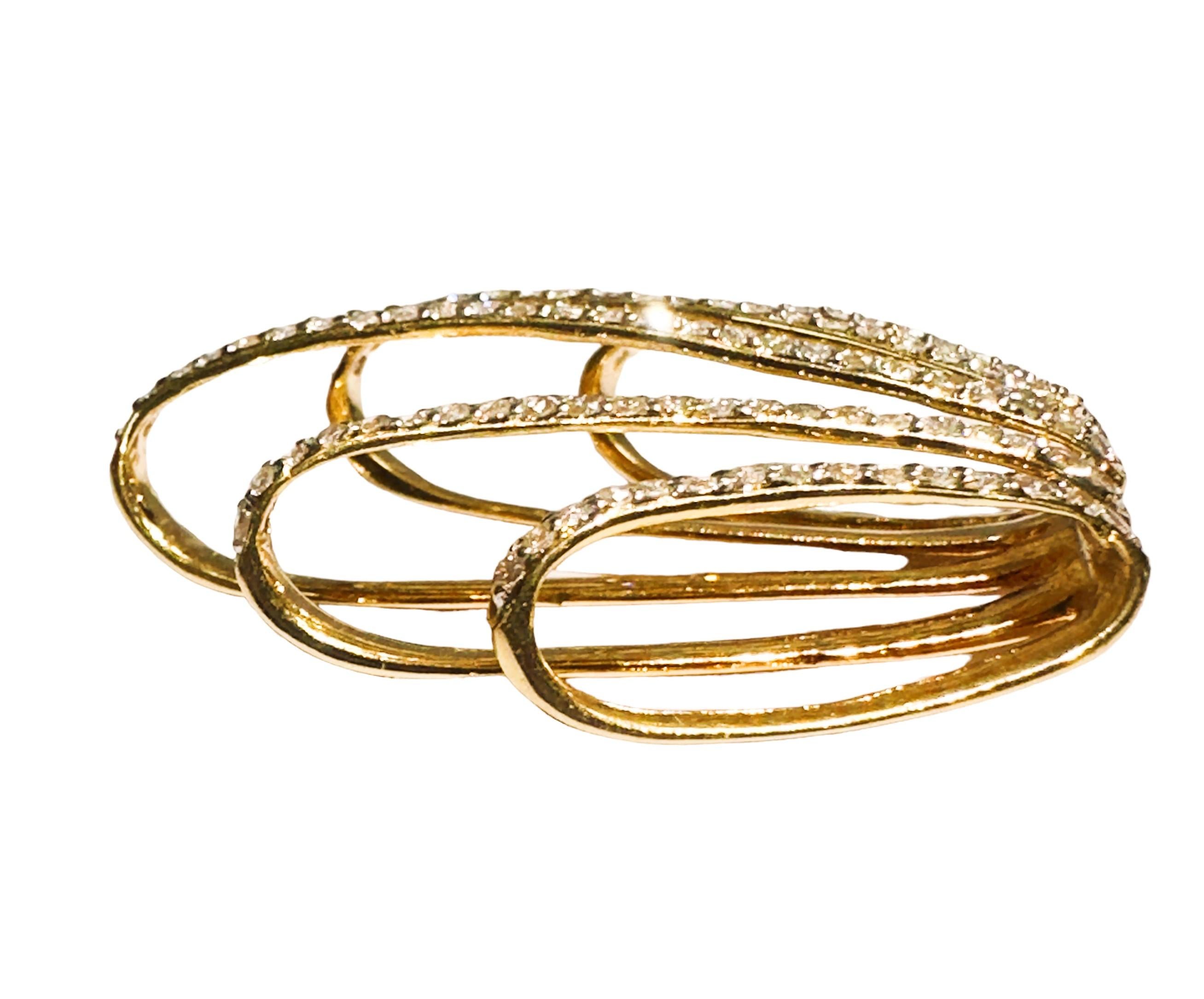 18k Yellow Gold Diamond 5 Curved Linear Loop Slide Pendant with ...