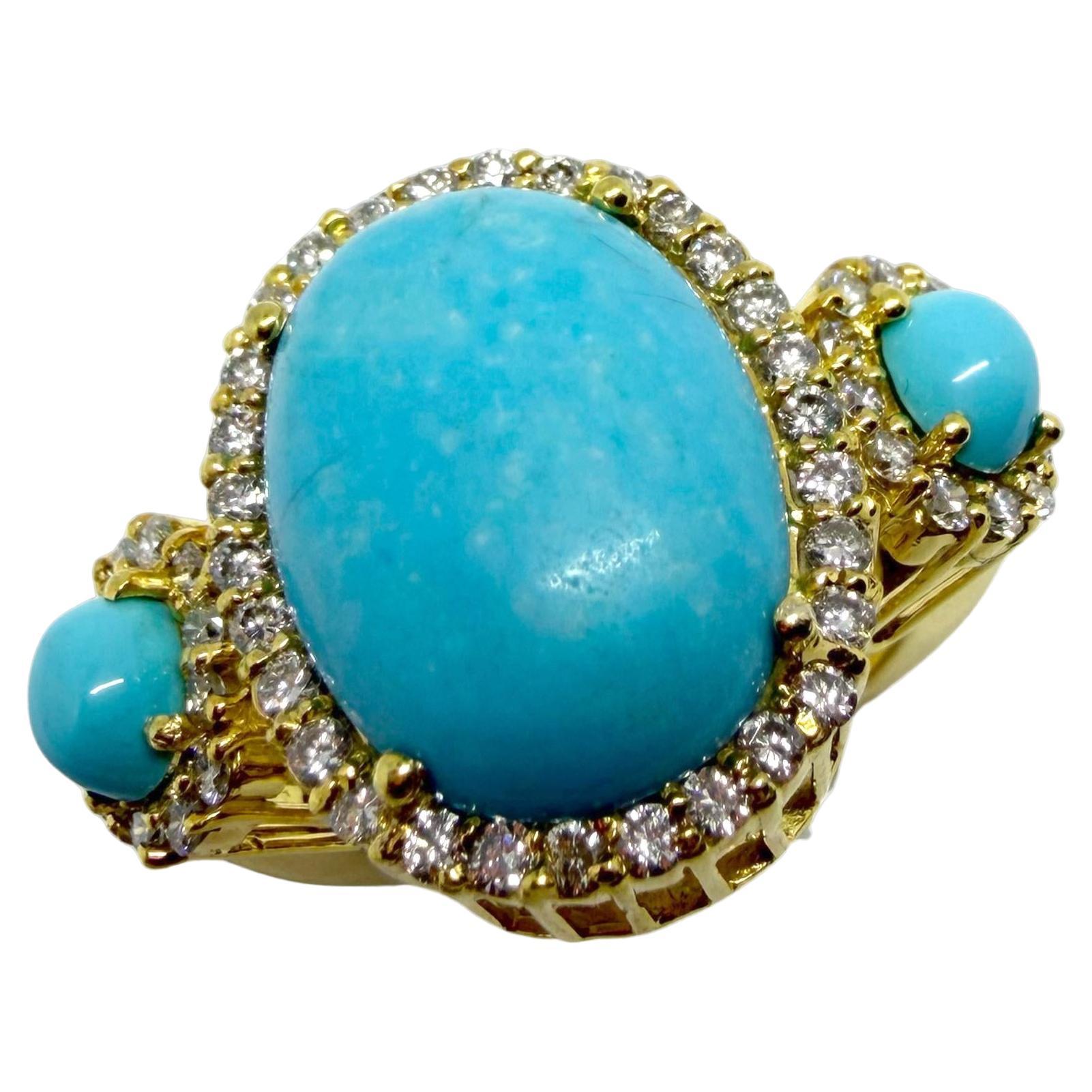 Pradera Ring Yellow Gold with Natural Turquoise and Fancy Yellow ...