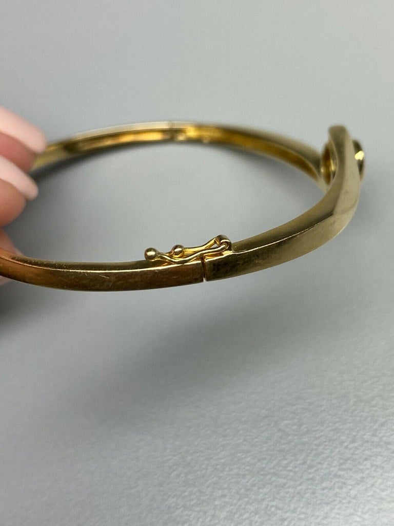 18k Yellow Gold Diamond Bypass Bangle Bracelet For Sale at 1stDibs