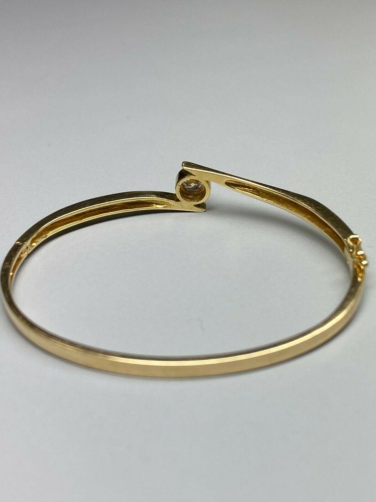 18k Yellow Gold Diamond Bypass Bangle Bracelet For Sale at 1stDibs