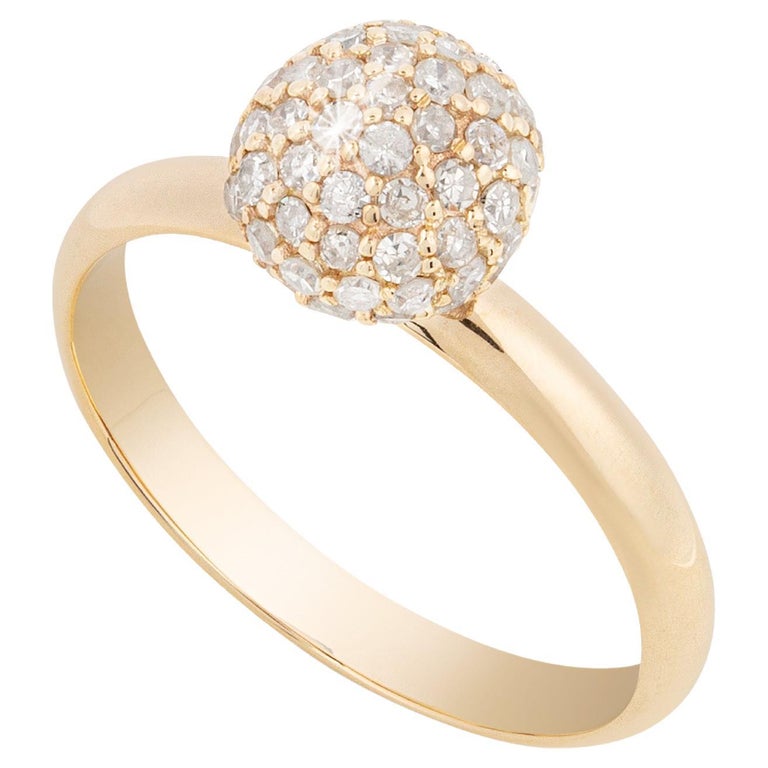 18k Yellow Gold Diamond-Encrusted Ring For Sale at 1stDibs