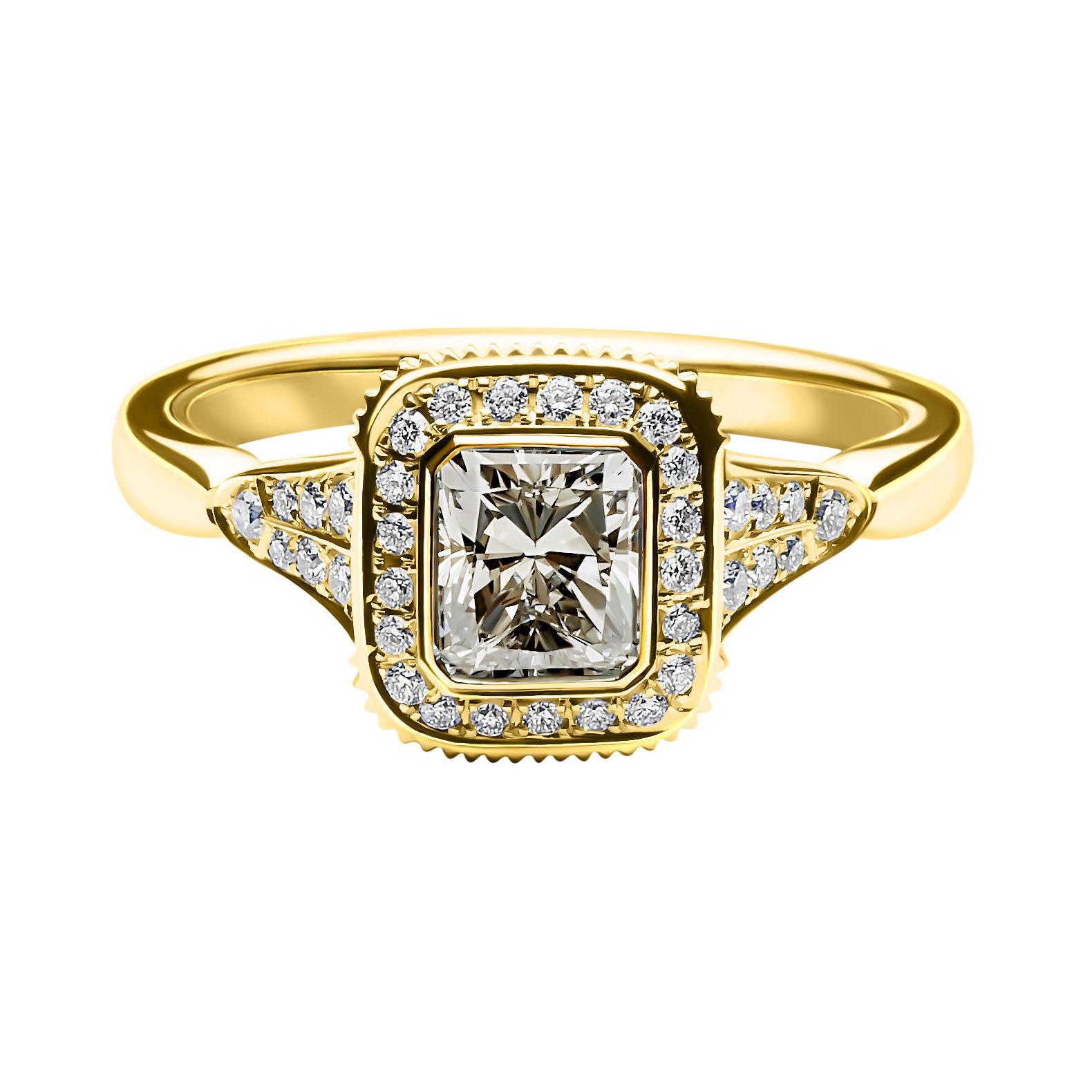 Alexandra Mor Signature Radiant-Cut Diamond Gold Platinum Ring For Sale ...