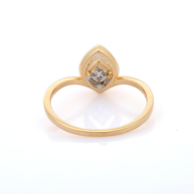 Customizable 18K Yellow Gold Diamond Leaf Stacking Ring, Minimalist ...