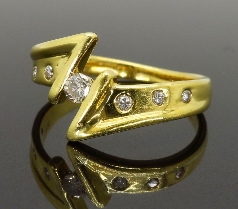 18 Karat Yellow Gold Diamond Lightning Ring at 1stDibs | twisted rope ...