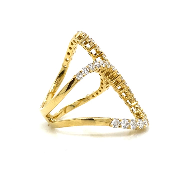 18K Yellow Gold Diamond Open Space Ring For Sale at 1stDibs