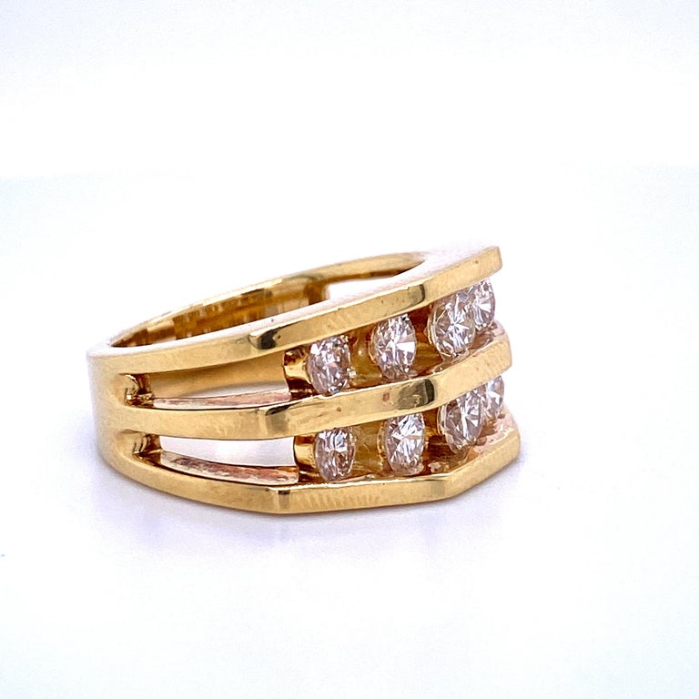18 Karat Yellow Gold Diamond Openwork Ring 1.65 Carat For Sale at 1stDibs