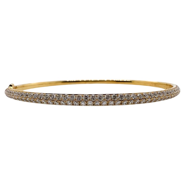 18k Yellow Gold Diamond Pavé Bangles Stackable For Sale at 1stDibs