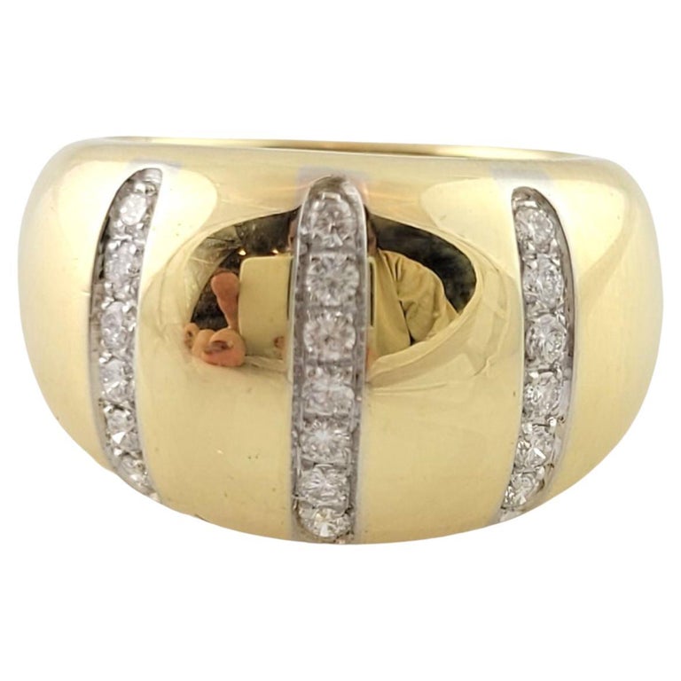 18k Yellow Gold Diamond Rounded Edge Dome Ring Band For Sale at 1stDibs