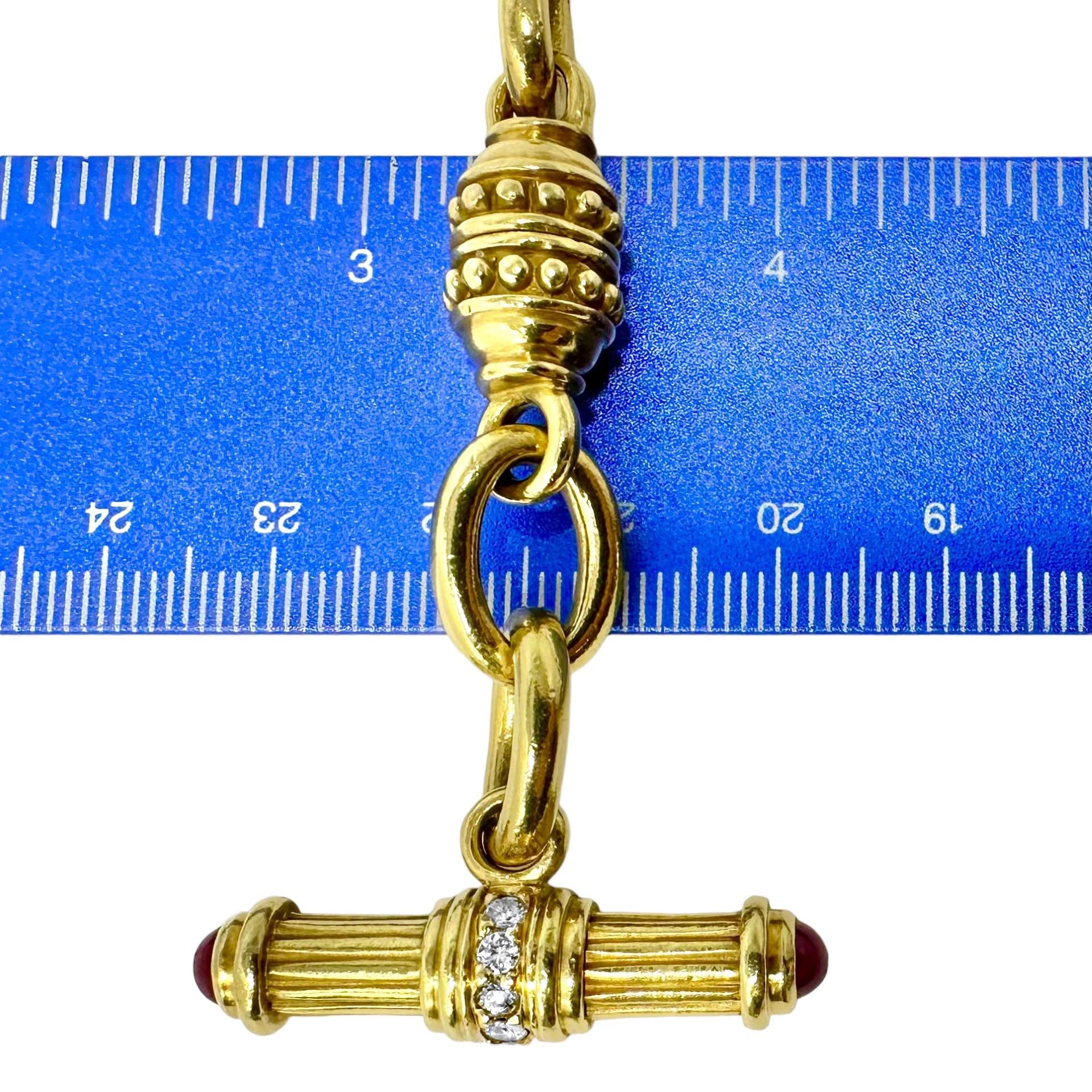 18K Yellow Gold Diamond and Ruby 19 1/2 Inch Long Toggle Necklace by ...