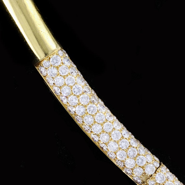 18k Yellow Gold Diamond Tube Segment Necklace For Sale at 1stDibs