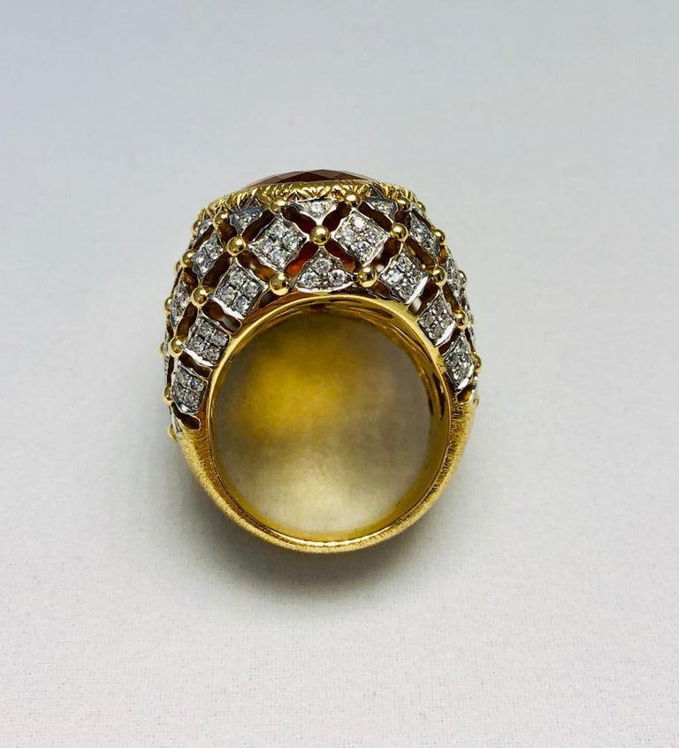 18 Karat Gold Diamonds and Fire Citrine Cocktail Ring in Florentine ...