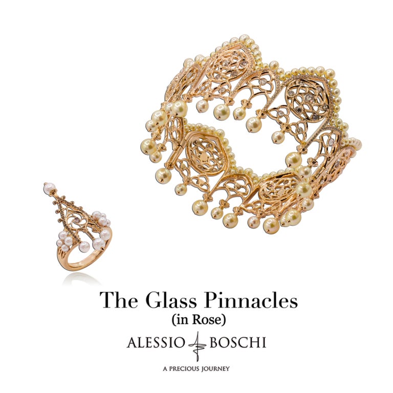 18K Yellow Gold, Diamonds, Baby Akoya Pearls, Bangle For Sale at 1stDibs