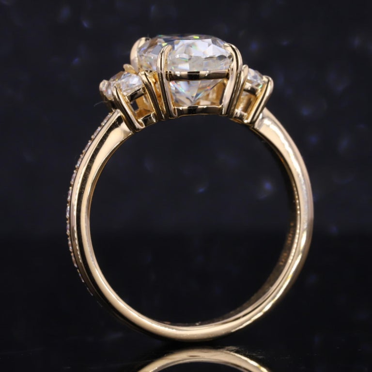 Customizable 18K Yellow Gold Diamonds Engagement Ring, Oval Cut Diamonds Wedding Ring For Sale ...