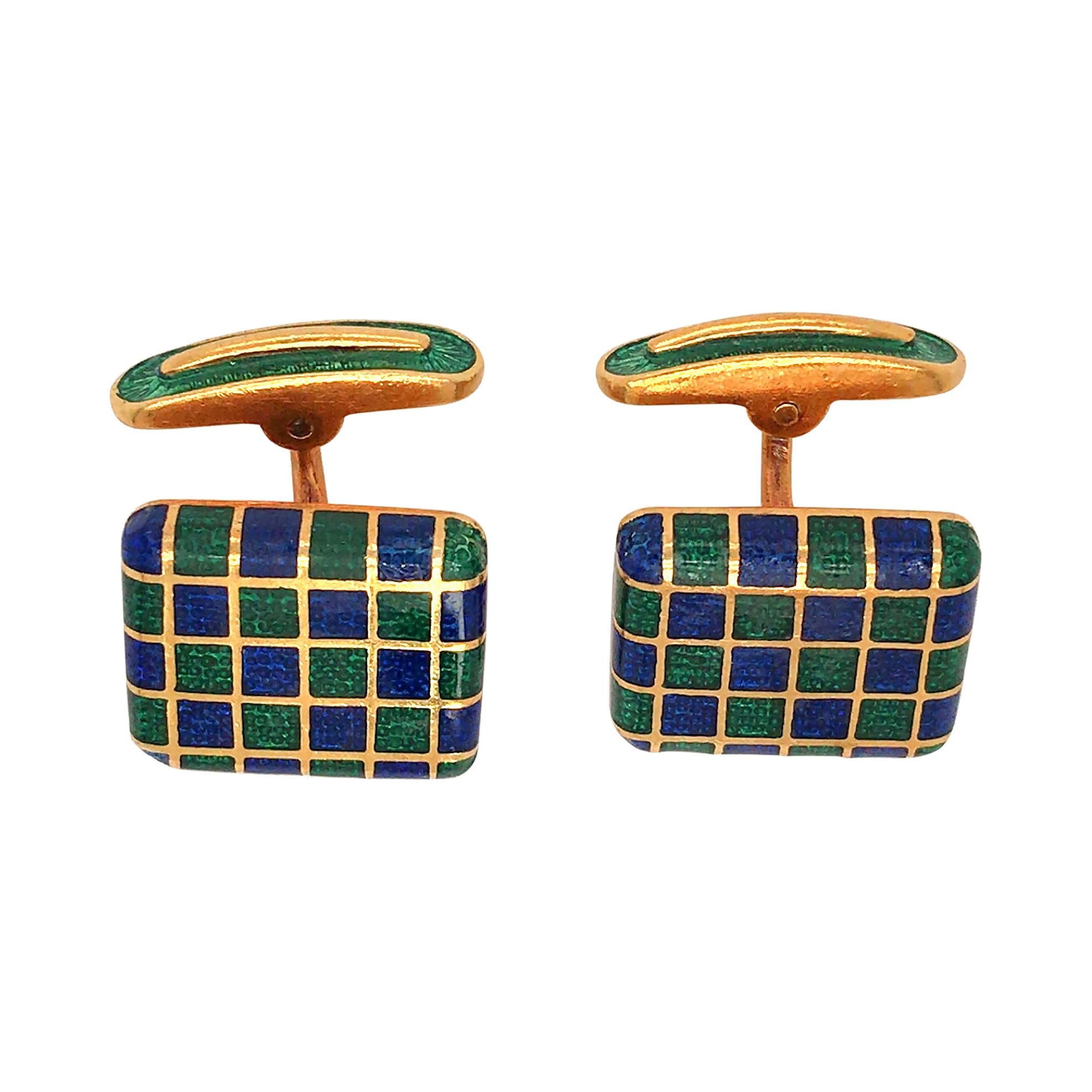 White Diamond and 18k Yellow Gold Cufflinks For Sale at 1stDibs