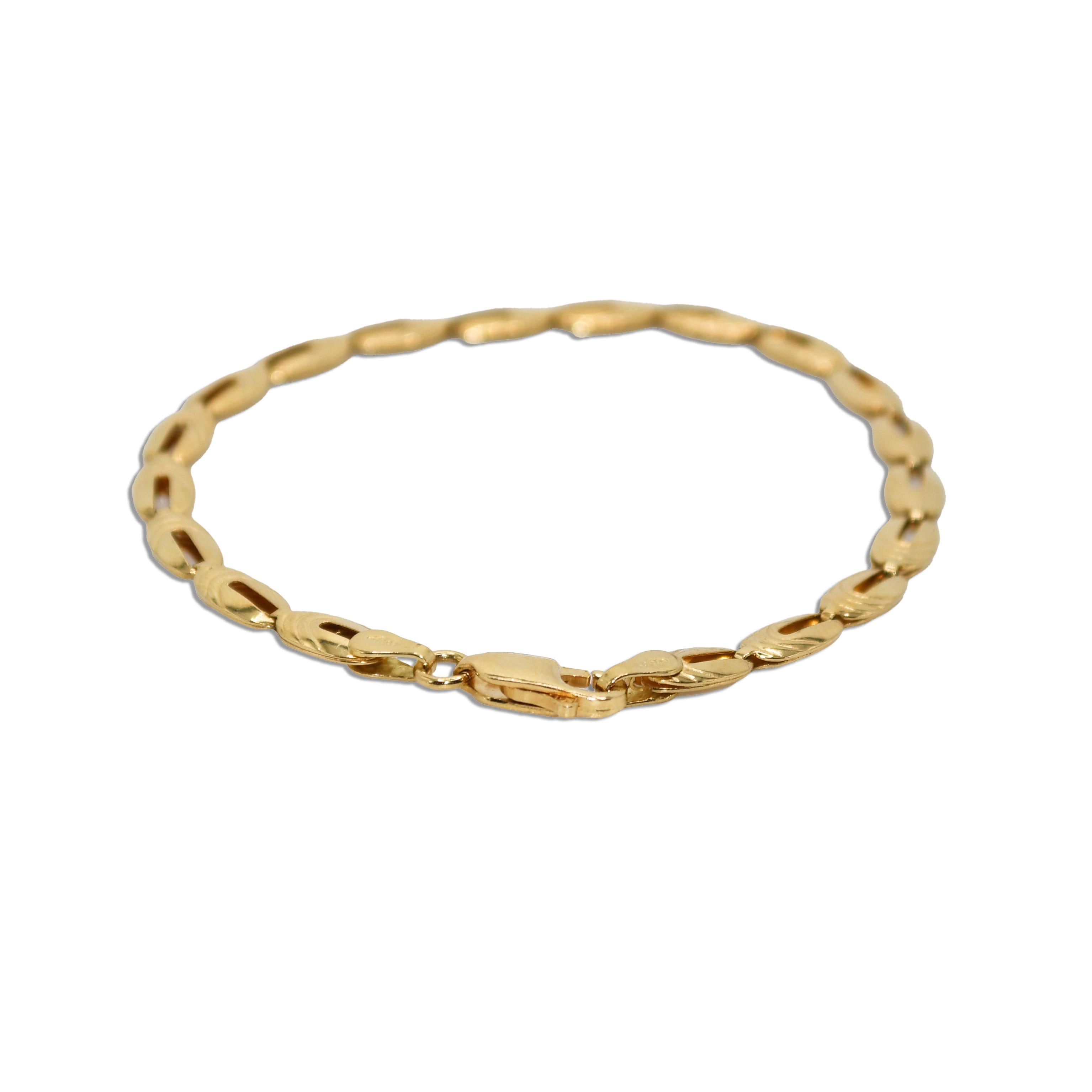 18K Yellow Gold Fancy Link Chain Bracelet 5.2g For Sale at 1stDibs