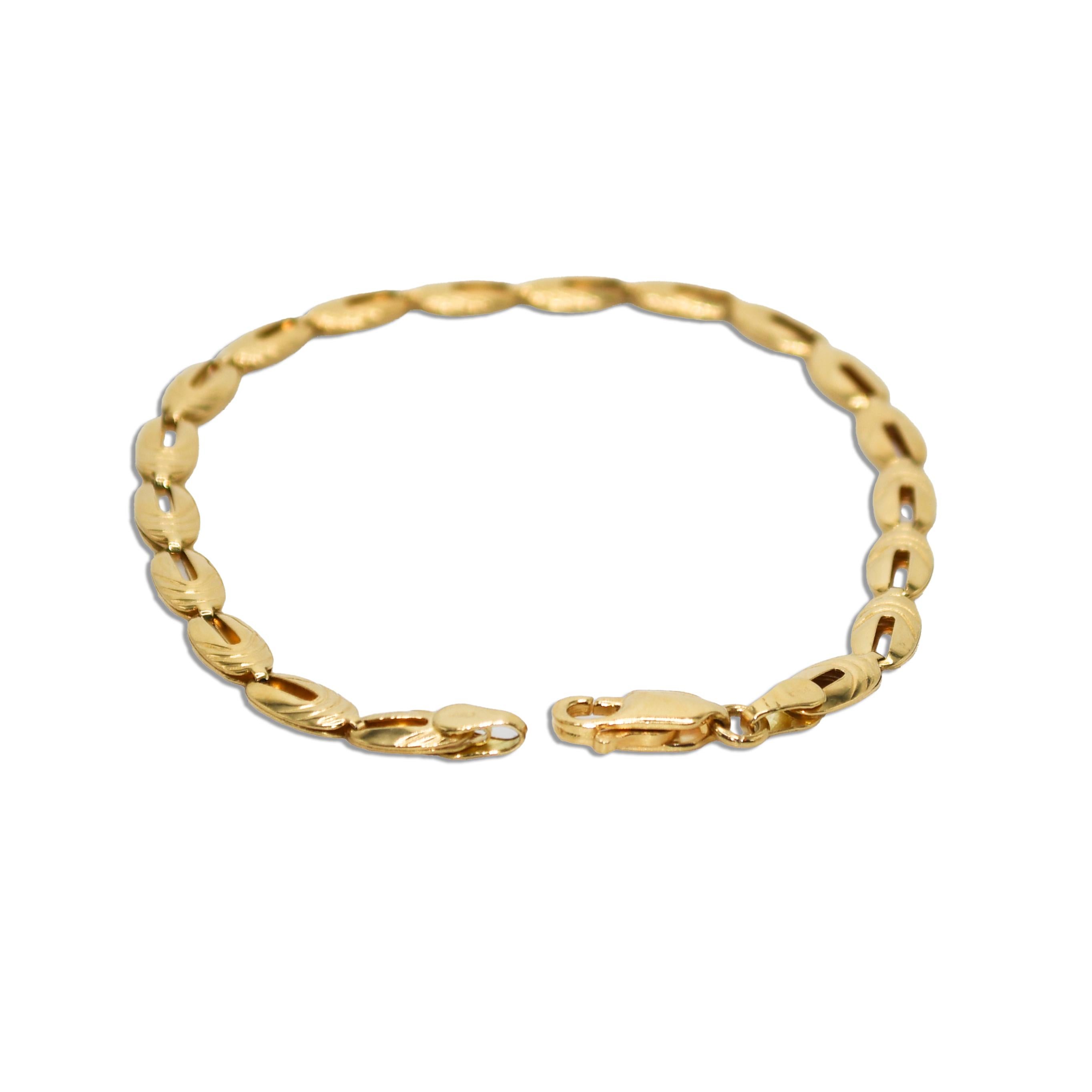 18K Yellow Gold Fancy Link Chain Bracelet 5.2g For Sale at 1stDibs