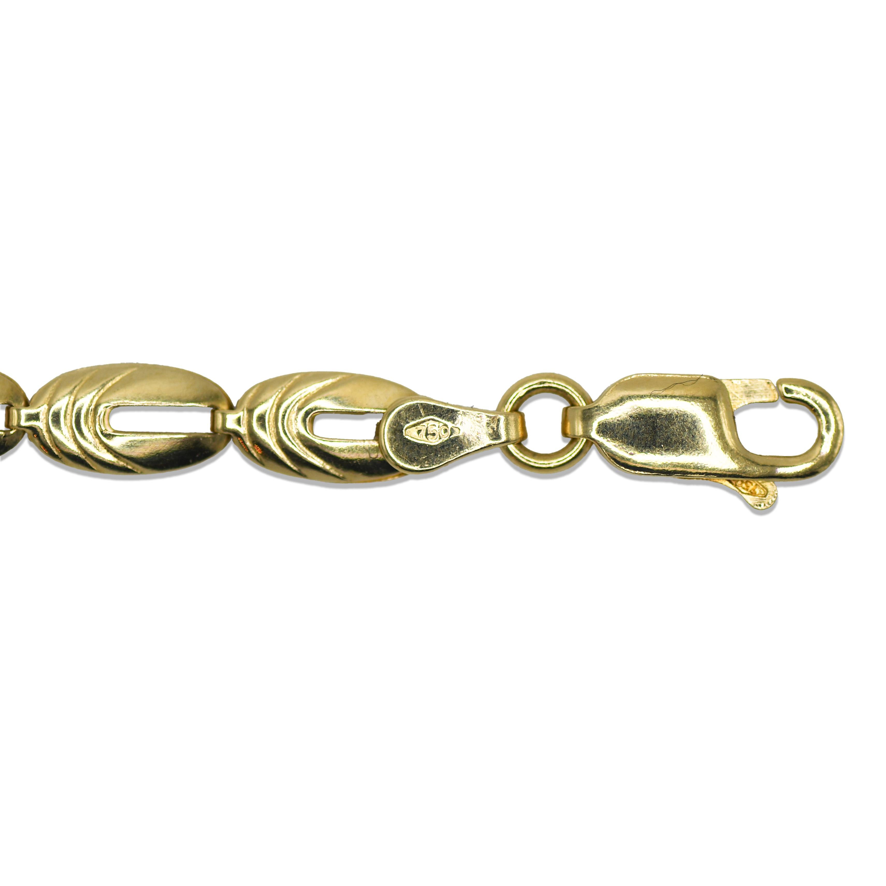 18K Yellow Gold Fancy Link Chain Bracelet 5.2g For Sale at 1stDibs