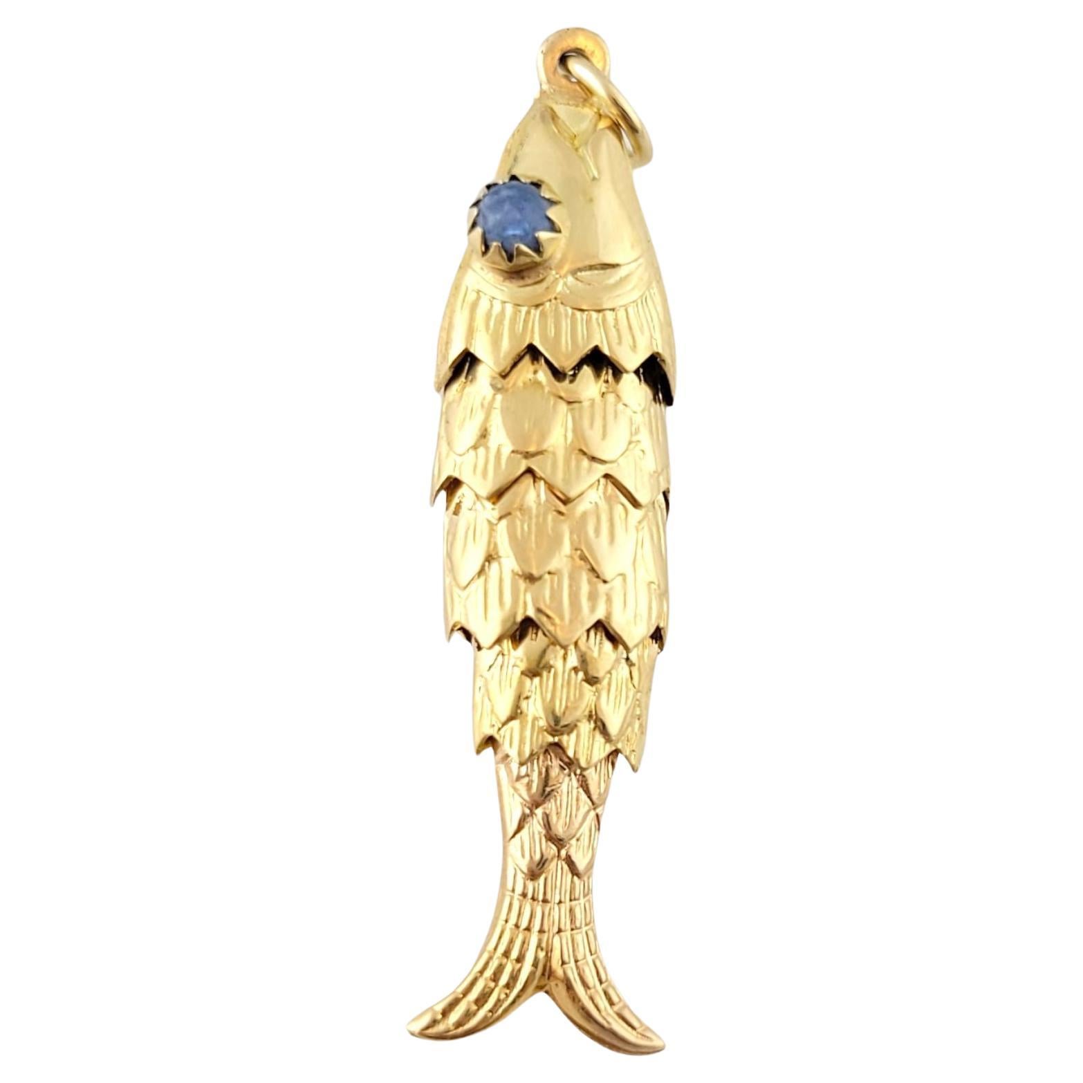 14K Yellow Gold Flexible Fish Charm For Sale at 1stDibs