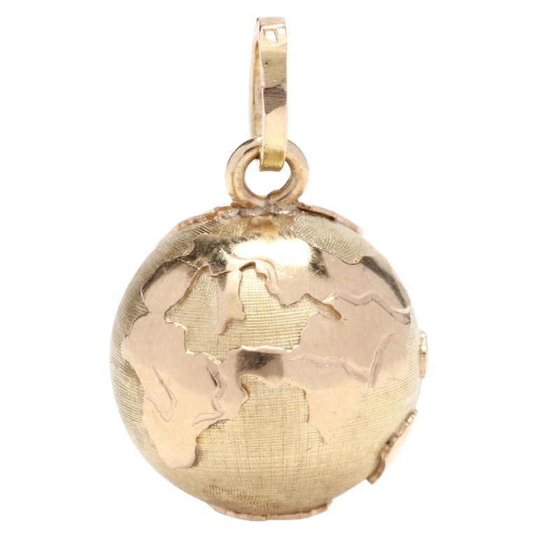 18K Yellow Gold Globe Charm at 1stDibs