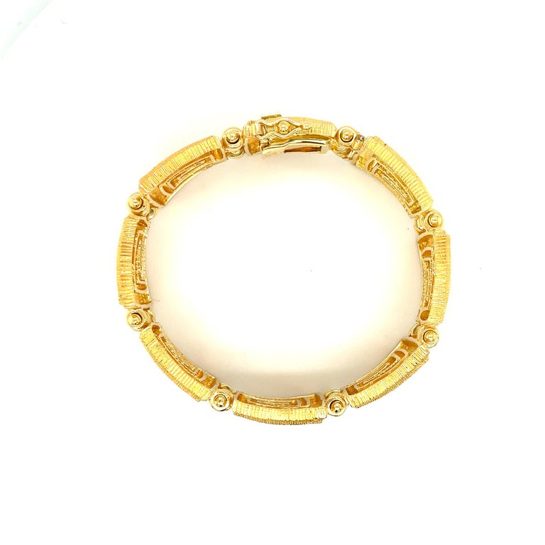 18k Yellow Gold Greek Key Link Bracelet For Sale at 1stDibs