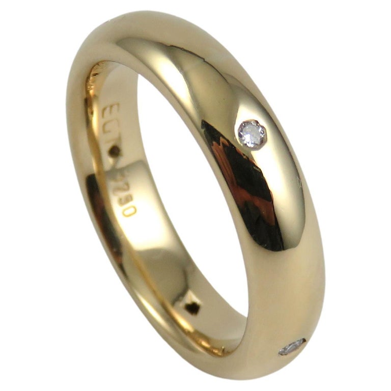 18k Yellow Gold Half Round Band with Gypsy Set Diamonds For Sale at 1stDibs