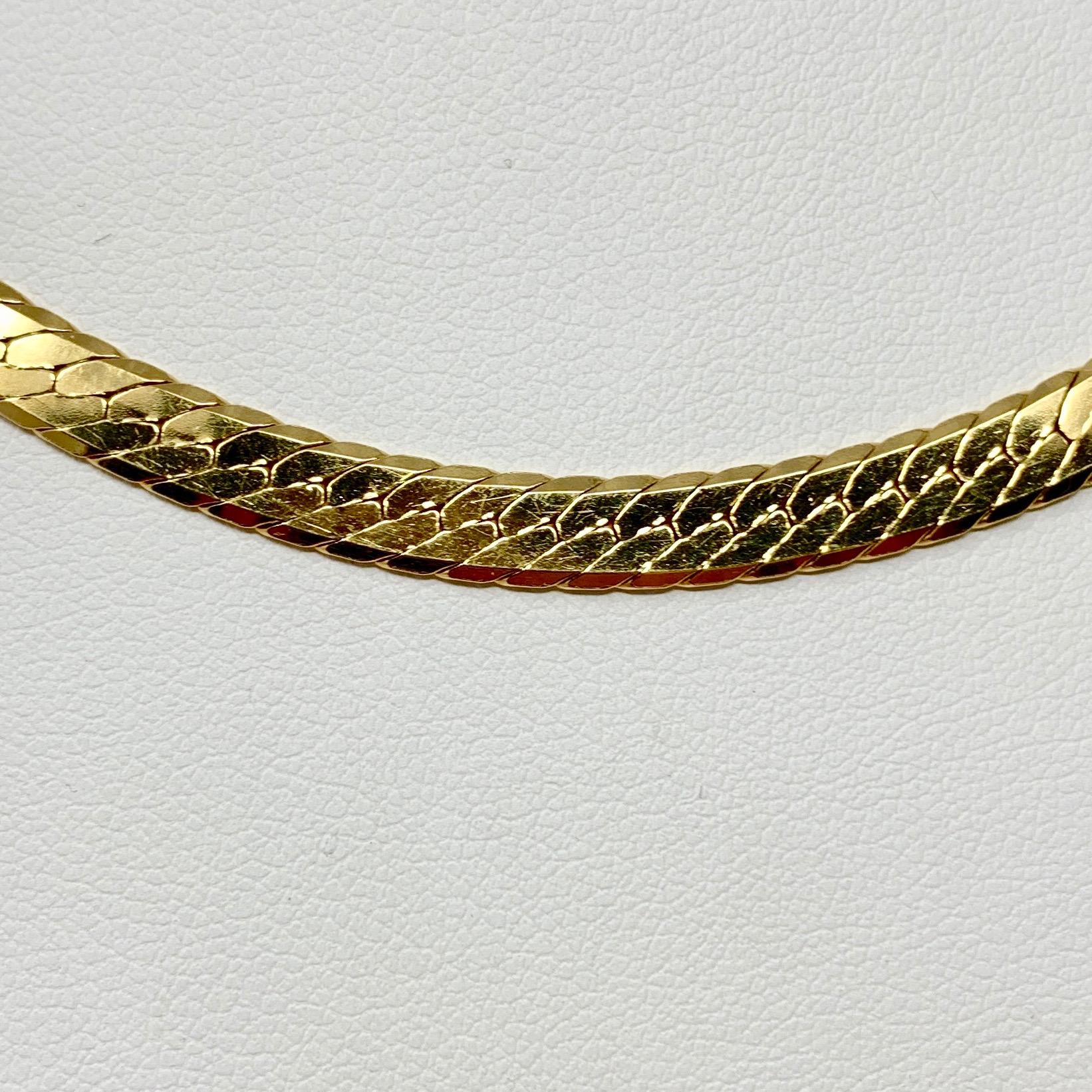 18 Karat Yellow Gold Herringbone Link Chain Necklace For Sale at ...