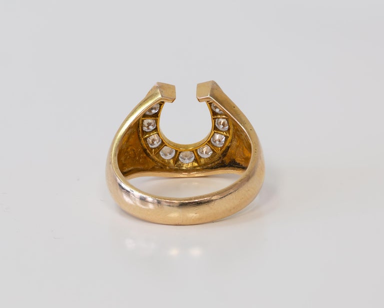 18 Karat Yellow Gold Horse Shoe Ring with Diamonds at 1stDibs | 18k ...
