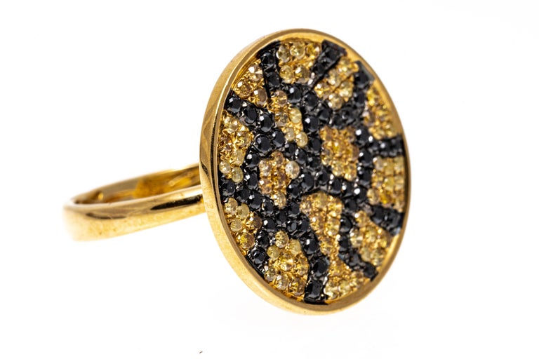 18k Yellow Gold Impactful Leopard Print Pave Diamond Ring, 1.13 TCW For ...