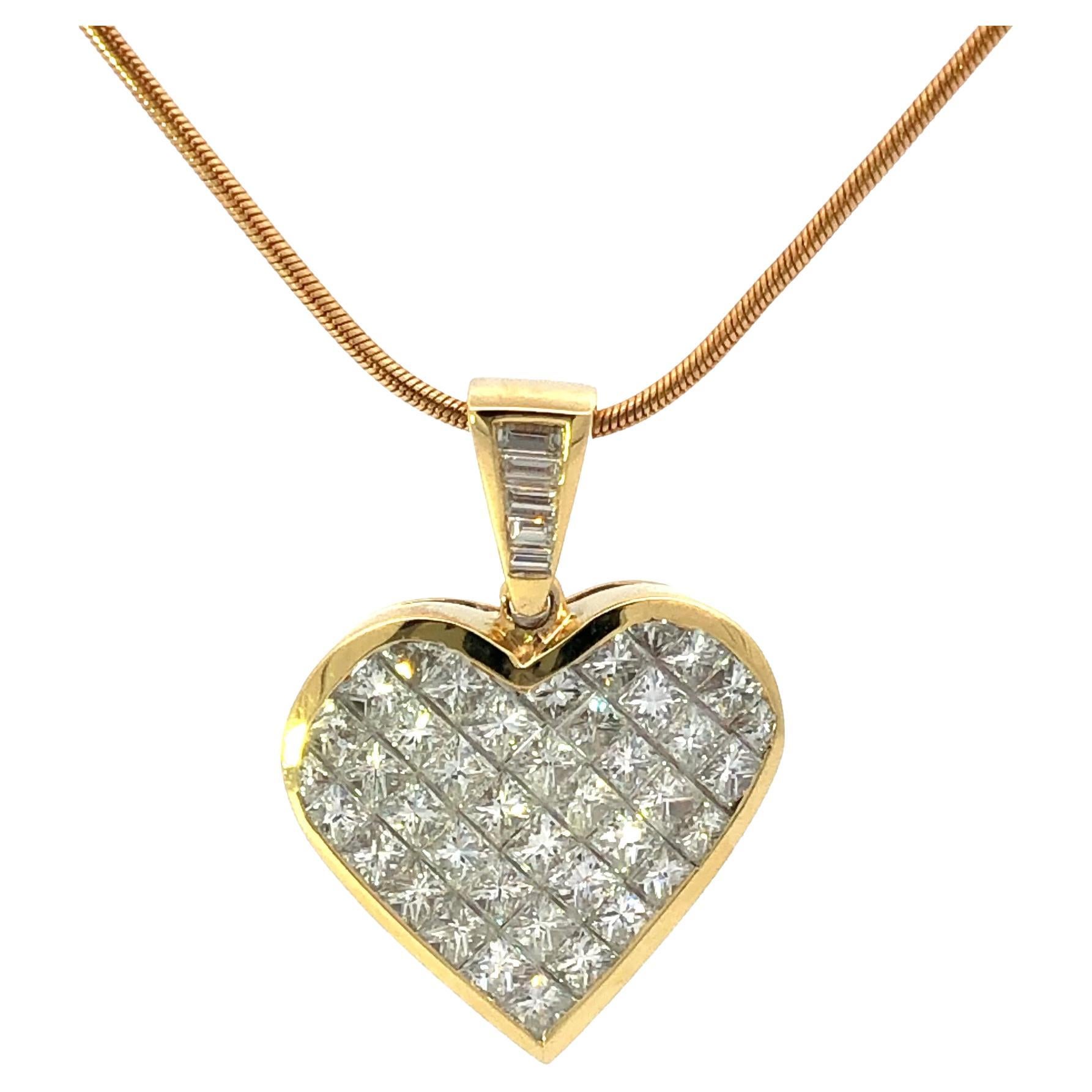 Vintage Ruby and Diamond 18K Gold Heart Shaped Necklace at 1stDibs ...